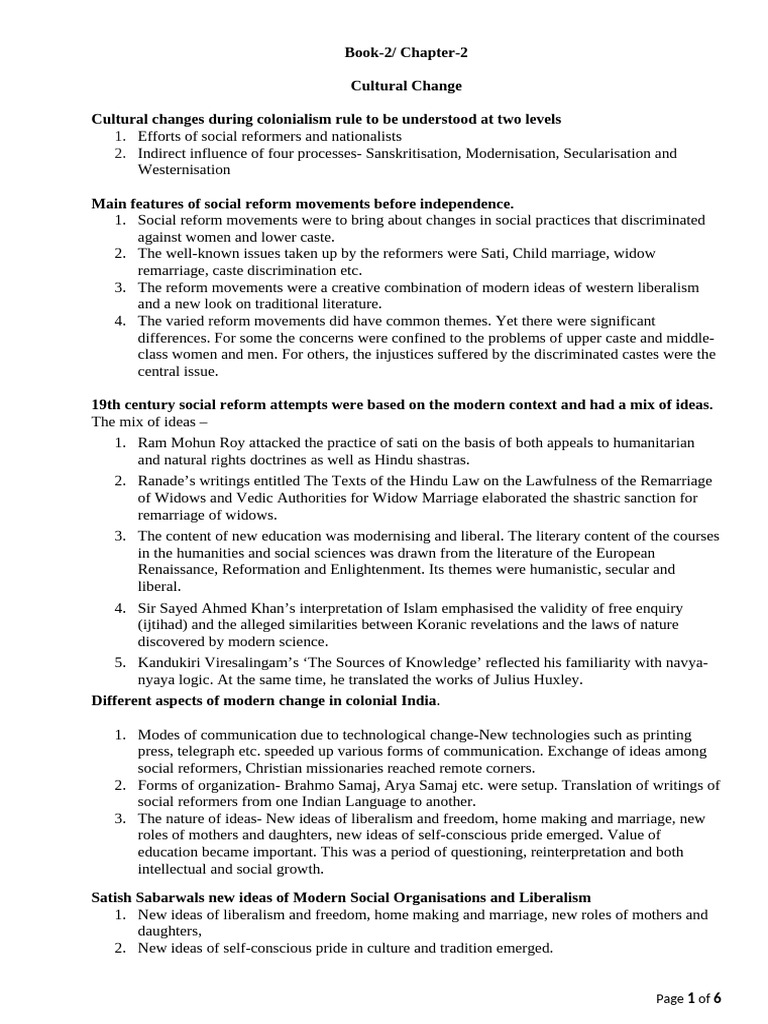 Book-2 Chapter-2 Cultural Change | PDF | Caste