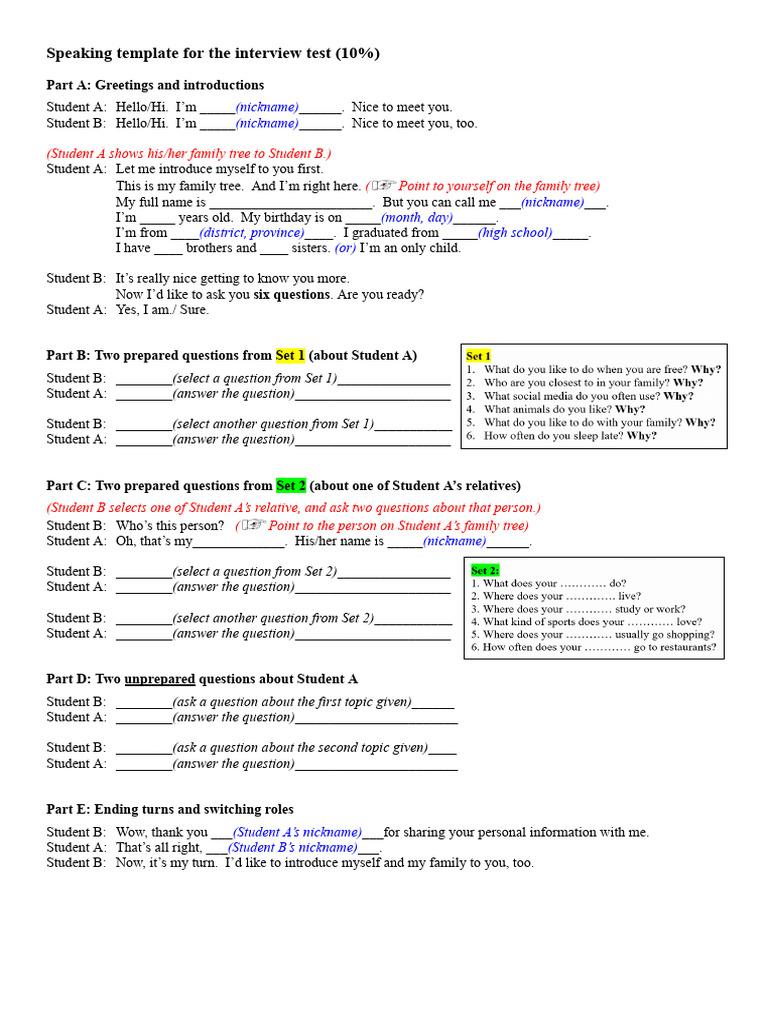 Speaking Template | PDF