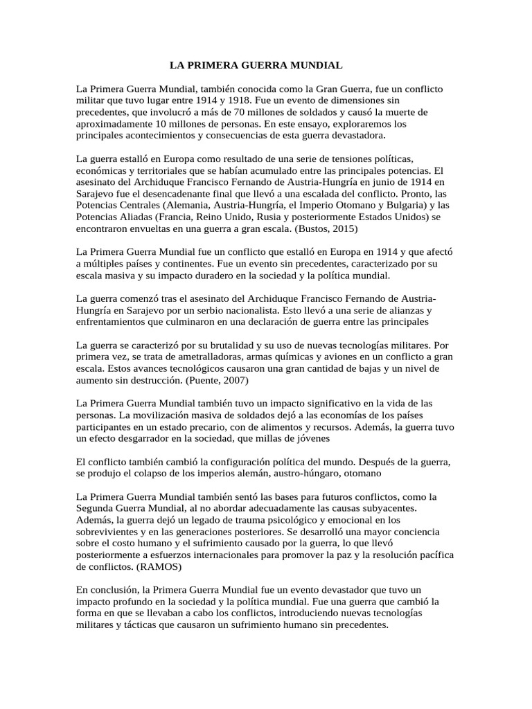 La Primera Guerra Mundial | PDF | Primera Guerra Mundial | Austria Hungría