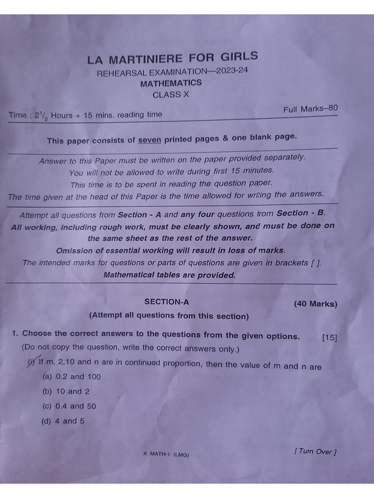 LMG Maths Pre Boards | PDF