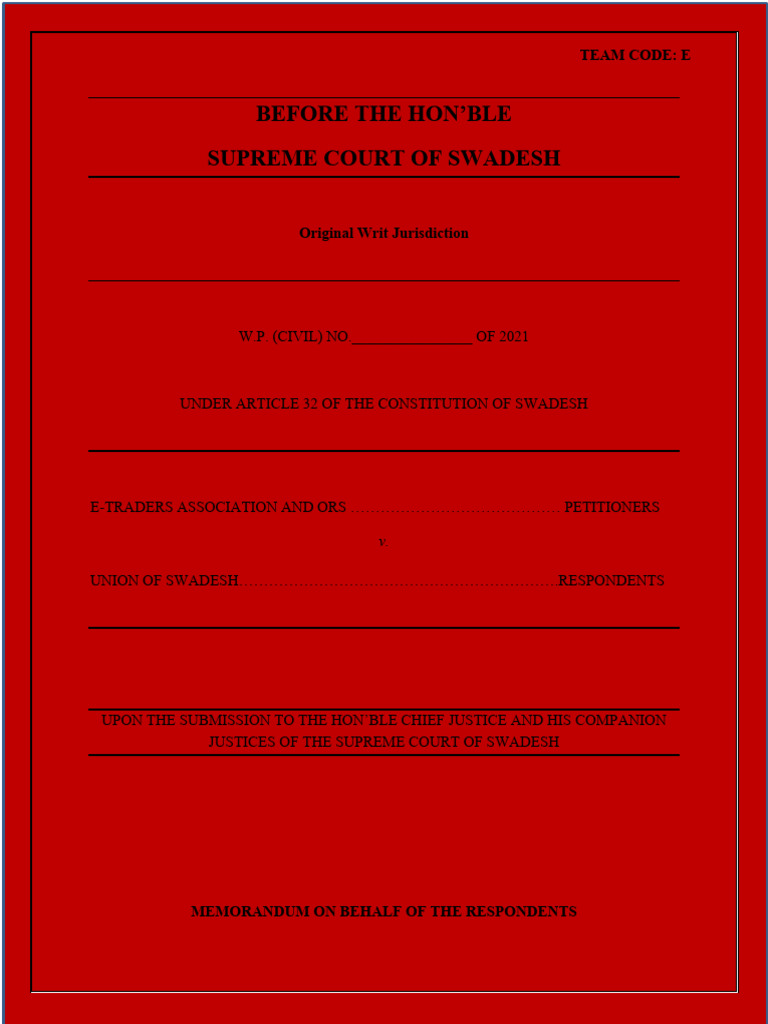 Respondent- Team e | PDF | Freedom Of Speech | Common Law