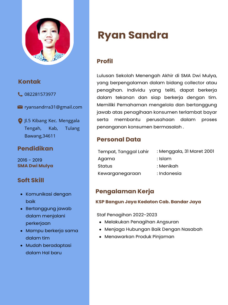 Krem Profesional Minimalis CV Resume Template | PDF