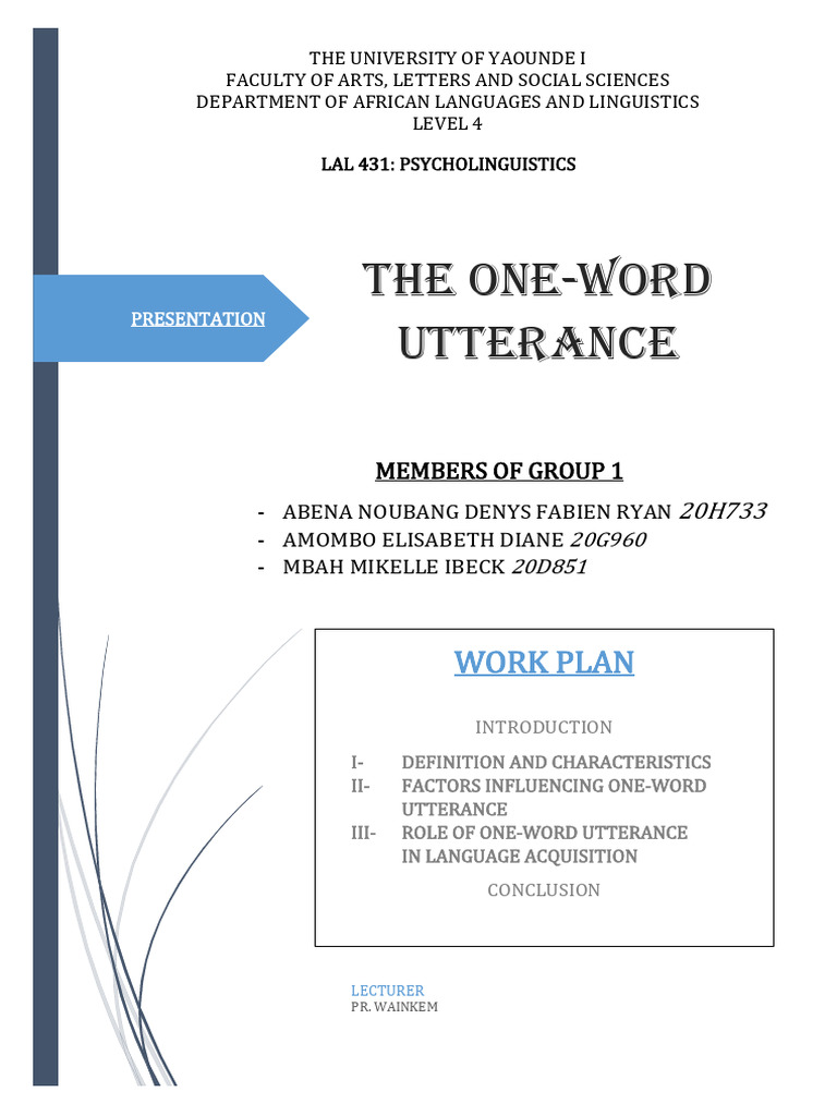 One-Word Utterance in Language Acquisition | PDF | Language Development ...