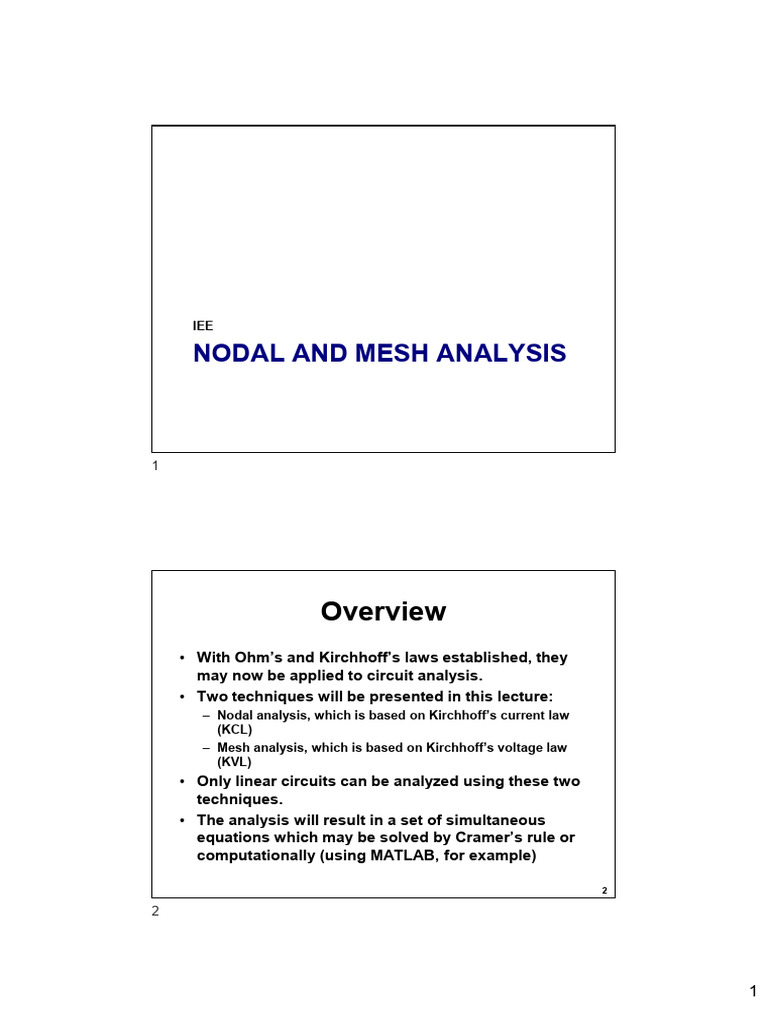 Nodal and Mesh Analysis | PDF | Electrical Network | Electronics