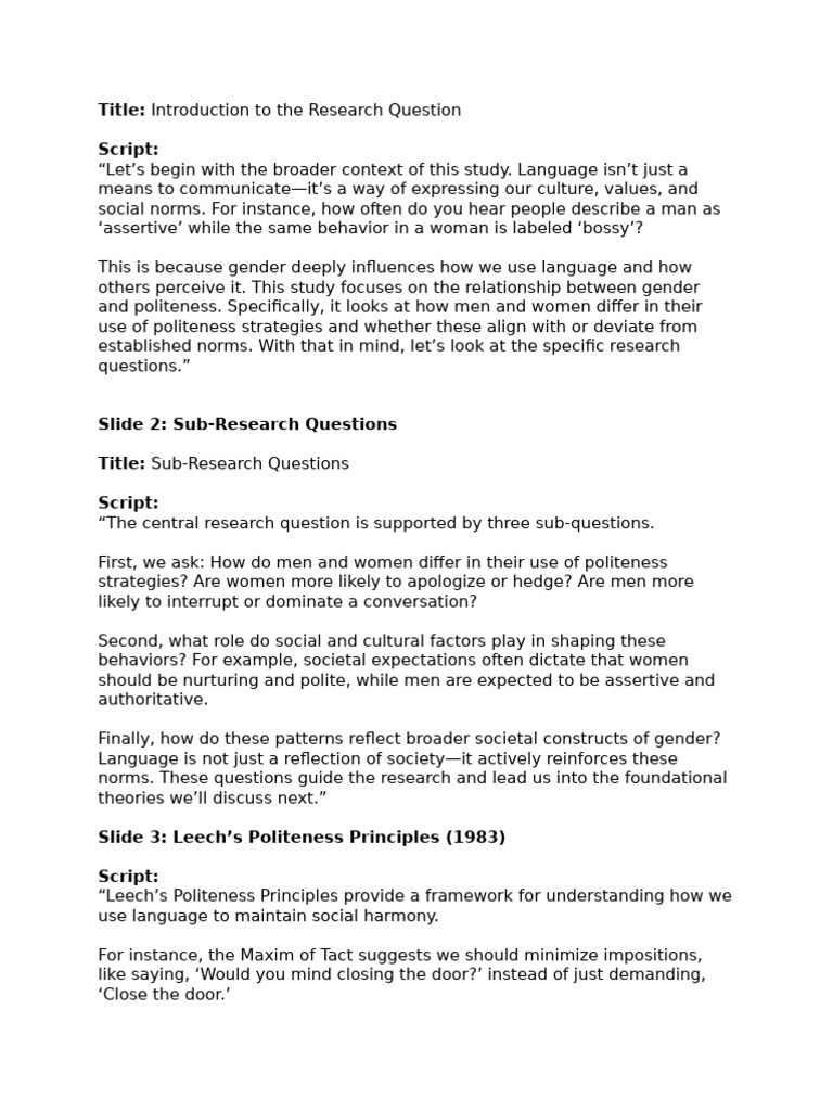 Script For Socio Presentation | PDF | Gender Studies | Gender