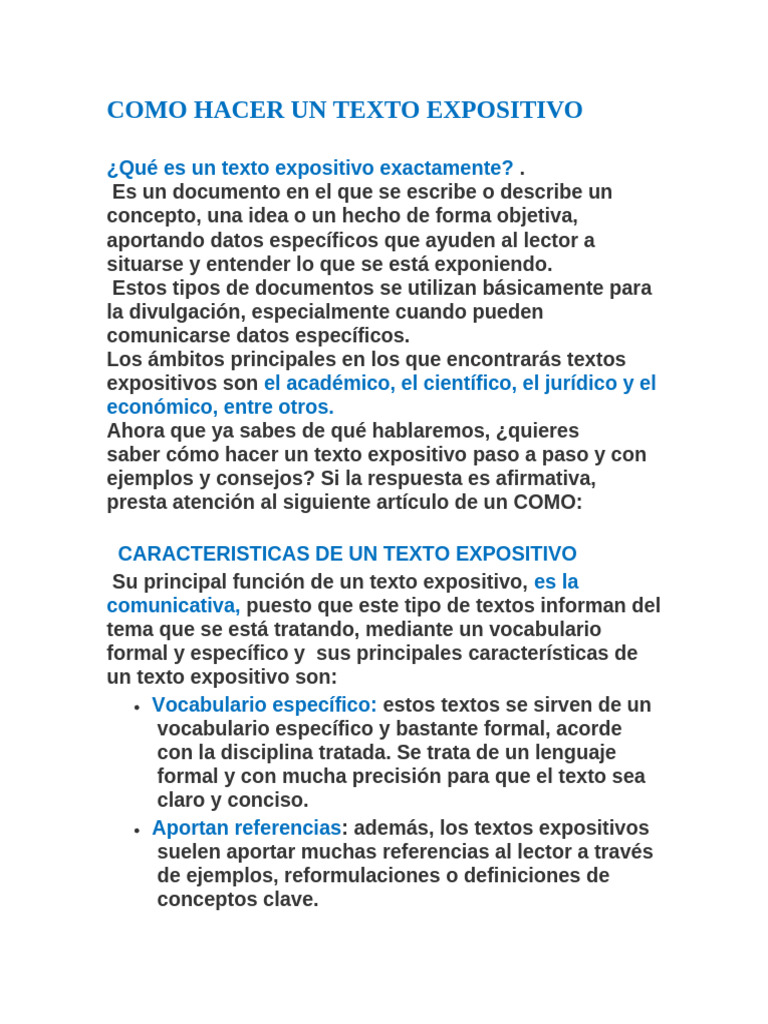 Cómo hacer un texto expositivo | PDF | Léxico