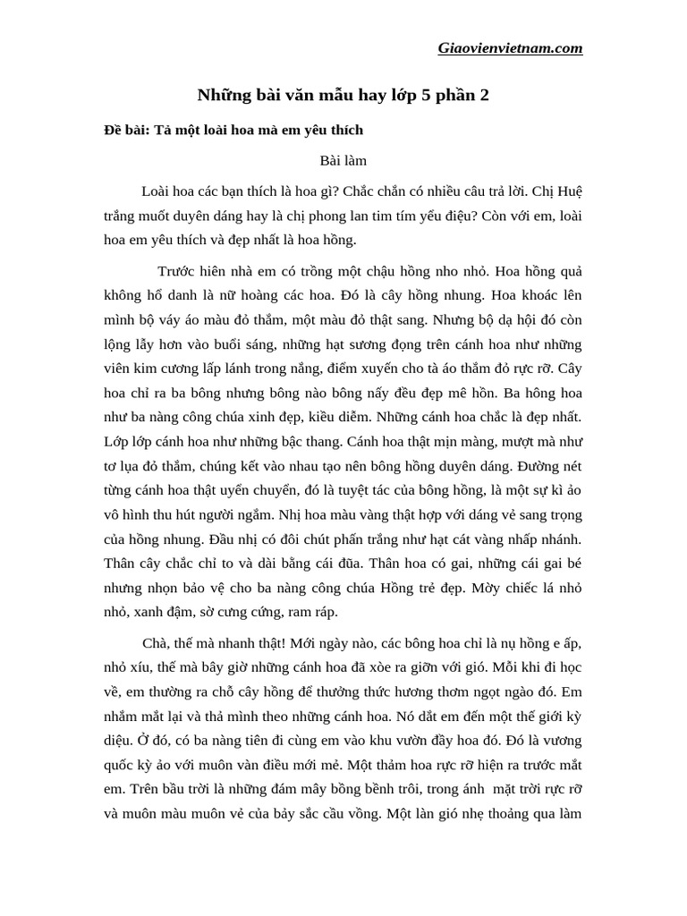2.nhung-bai-van-hay-lop-5-phan-2 | PDF