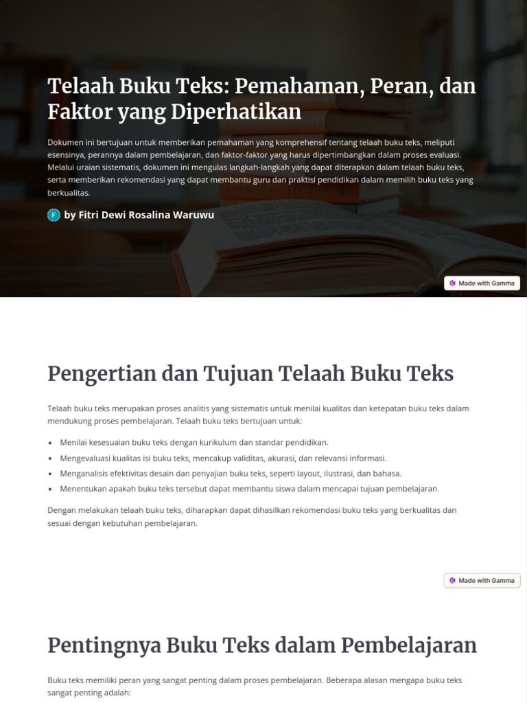 Telaah-Buku-Teks-Pemahaman-Peran-dan-Faktor-yang-Diperhatikan | PDF