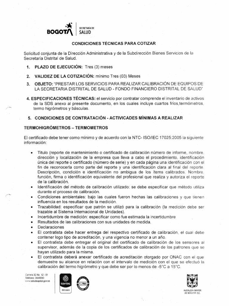 ANEXO CONDICIONES TÉCNICAS | PDF
