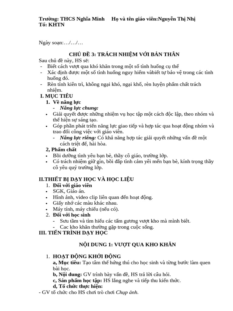 KHBD CĐ3 sách KNTT7 | PDF