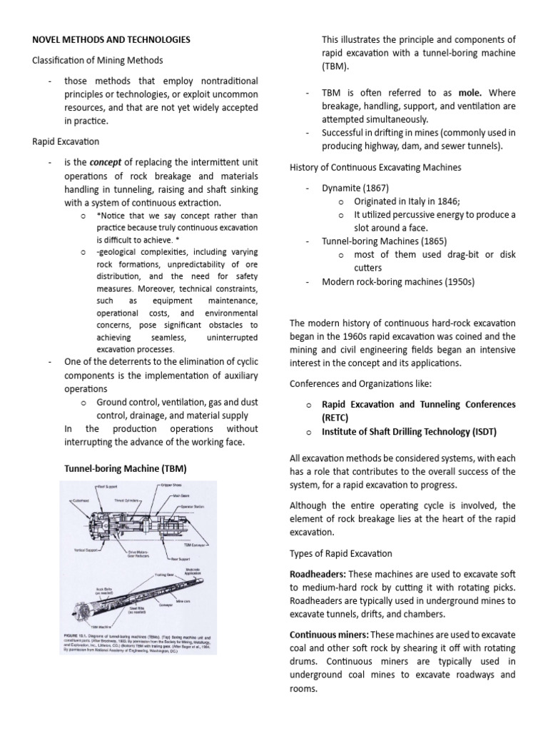 NOVEL METHODS AND TECHNOLOGIES | PDF | Tunnel | Mining