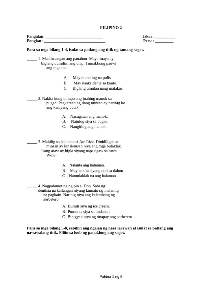 Filipino 2 REVIEW | PDF