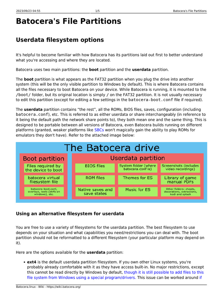 Batocera File Partitions Guide | PDF | File System | Booting