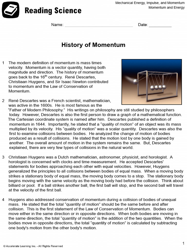 Reading Science: History of Momentum | PDF | Momentum | Velocity