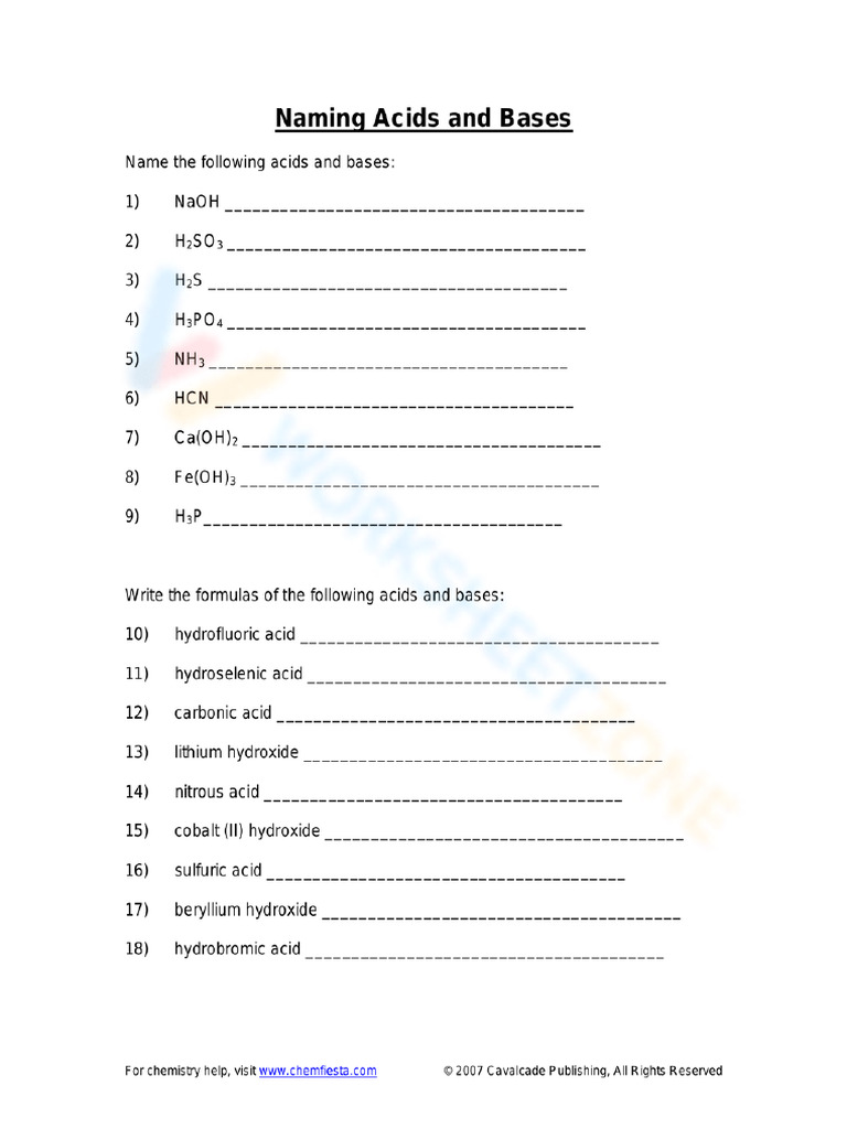 Naming Acids and Bases | PDF