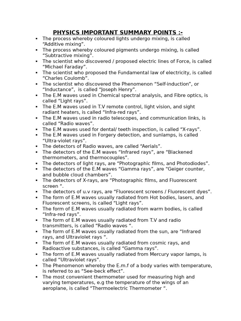 Key Physics Concepts & Discoveries | PDF