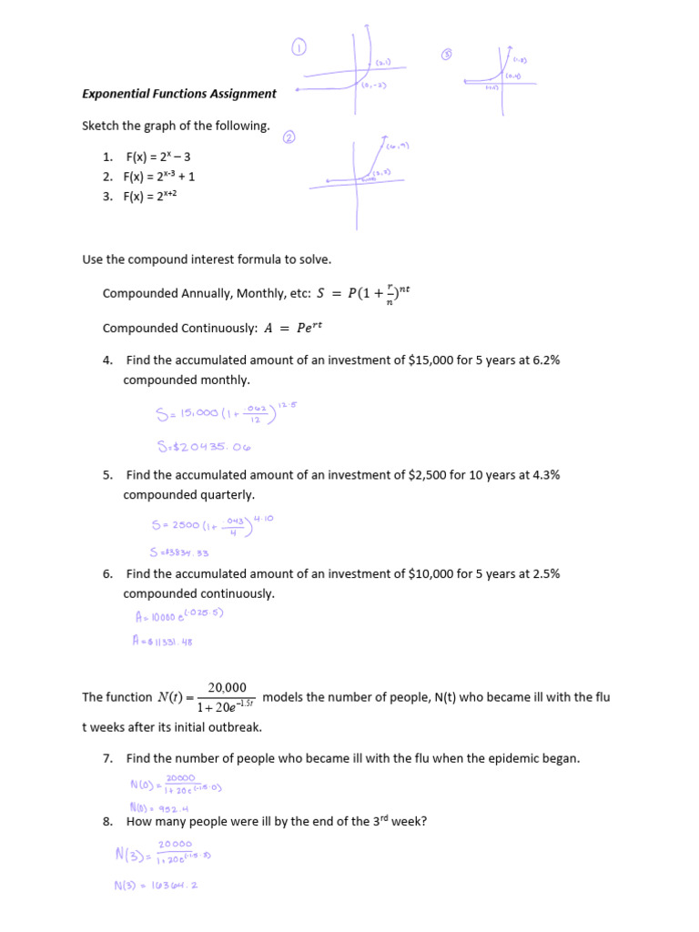 U4 L1 A1 Exponential Functions Assignment | PDF