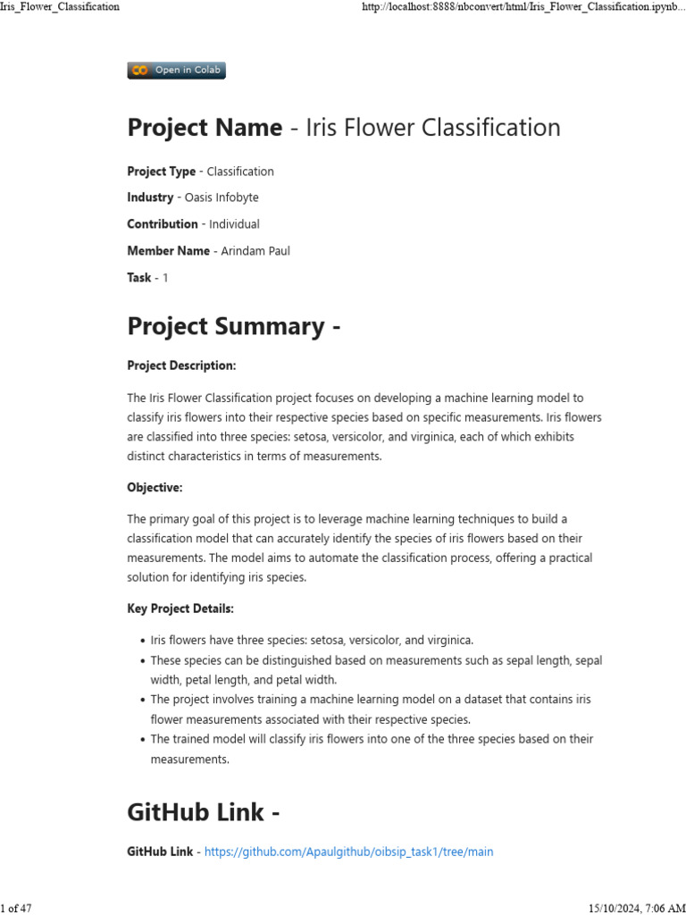 Iris Flower Classification | PDF | Accuracy And Precision | Applied ...