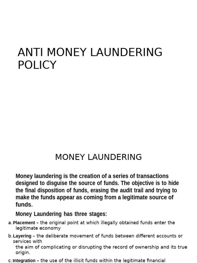 Anti Money Laundering Policy | PDF | Money Laundering | Economies