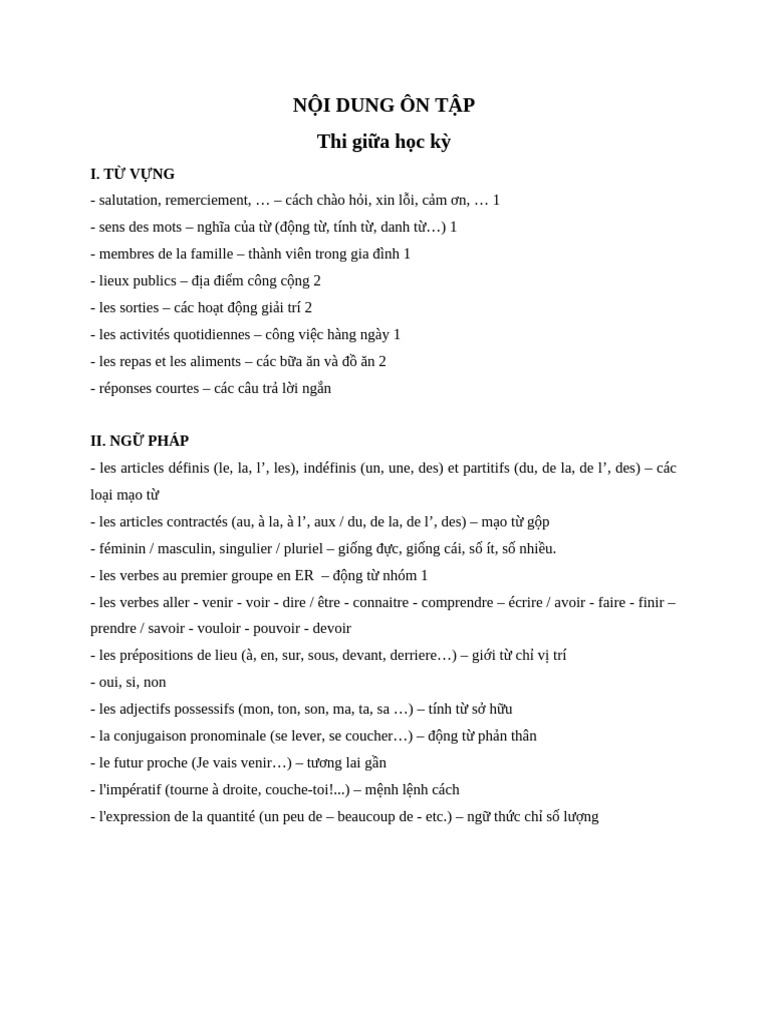 NỘI DUNG ÔN TẬP - TP 1A-1B-1C | PDF