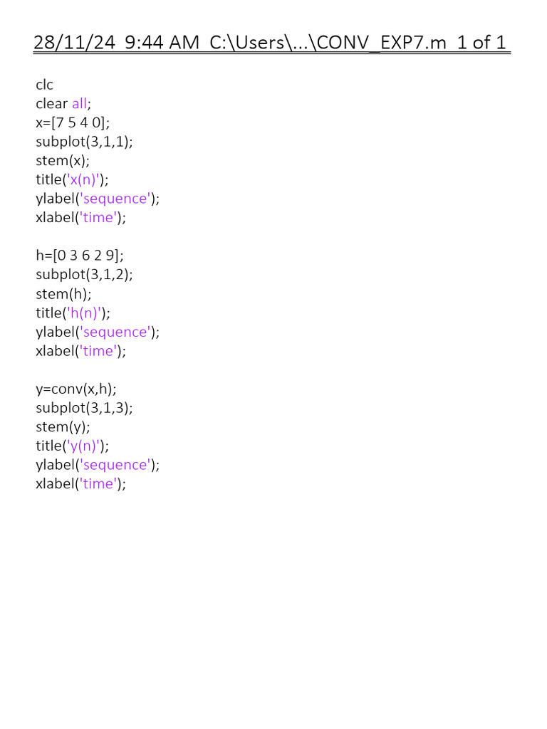 Exp 7a Code Using Conv | PDF