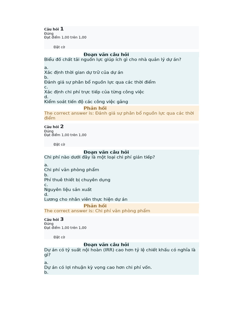 Câu hỏi QTDA GK | PDF