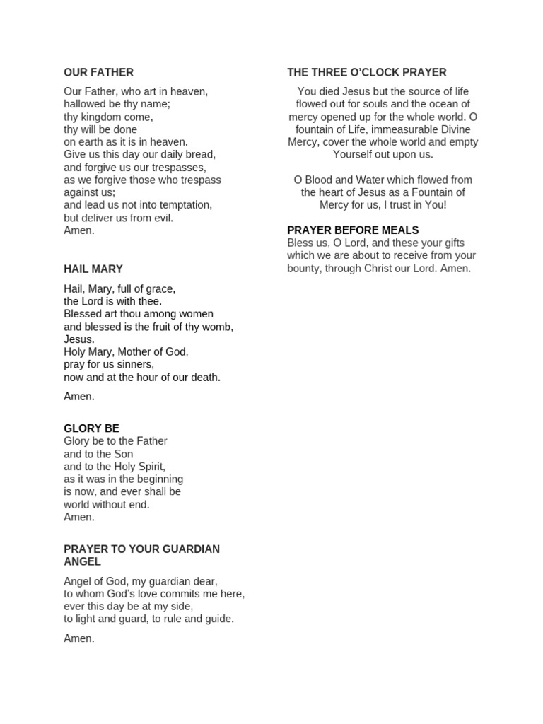 Catholic Prayers | PDF | Lord's Prayer | Jesus