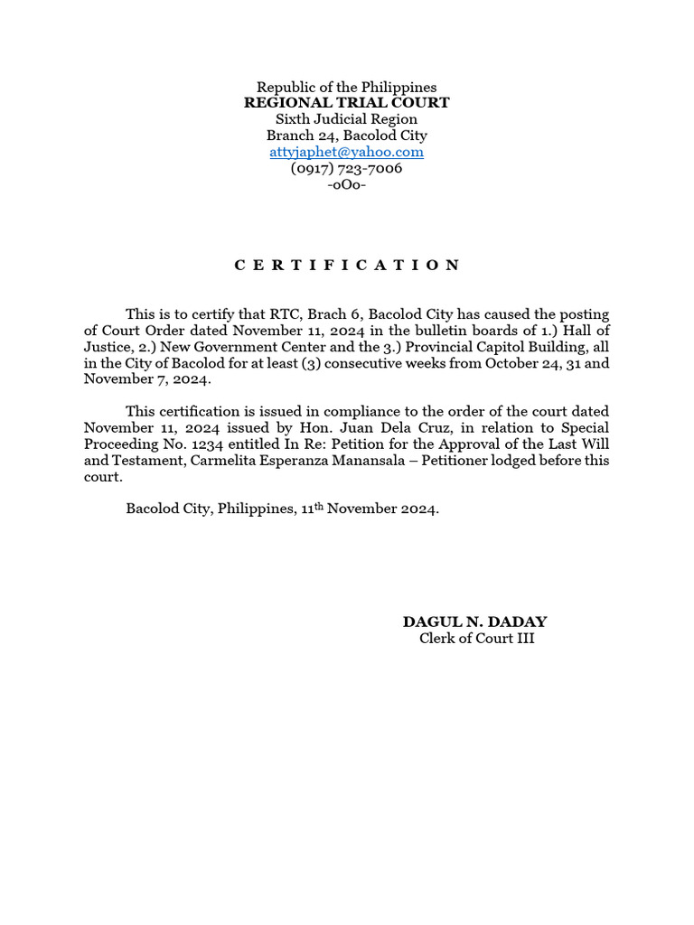 EXHIBIT E - CERTIFICATE OF POSTING | PDF