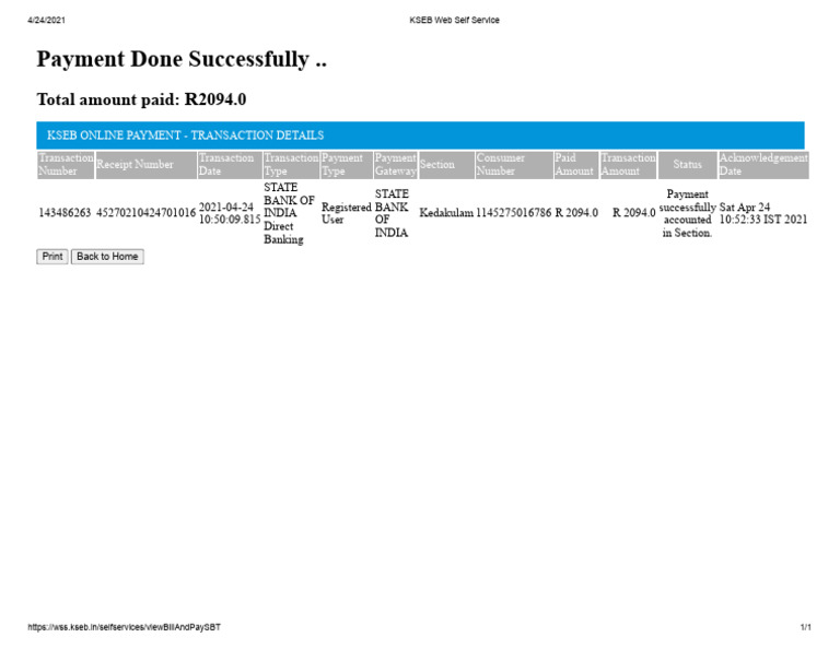 KSEB Web Self Service - April2021pdf | PDF