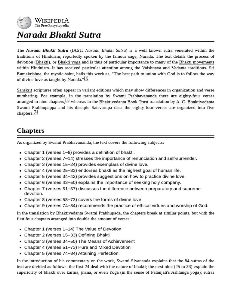 Narada_Bhakti_Sutra | PDF | Bhakti | Indian Philosophy