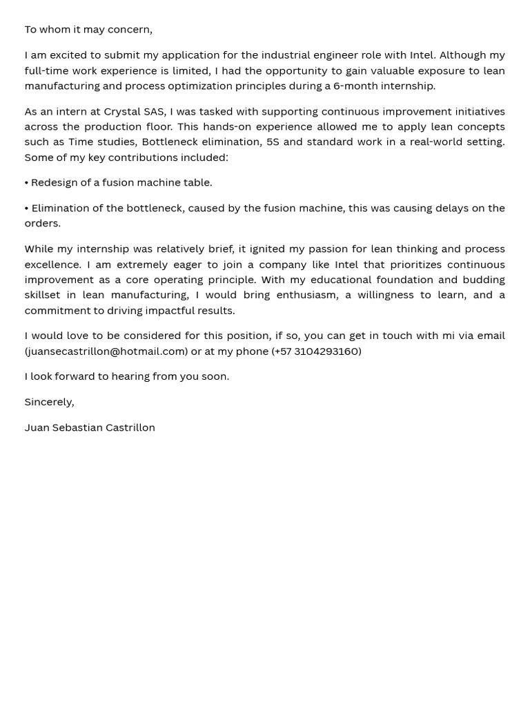 Aspiring Industrial Engineer's Pitch | PDF