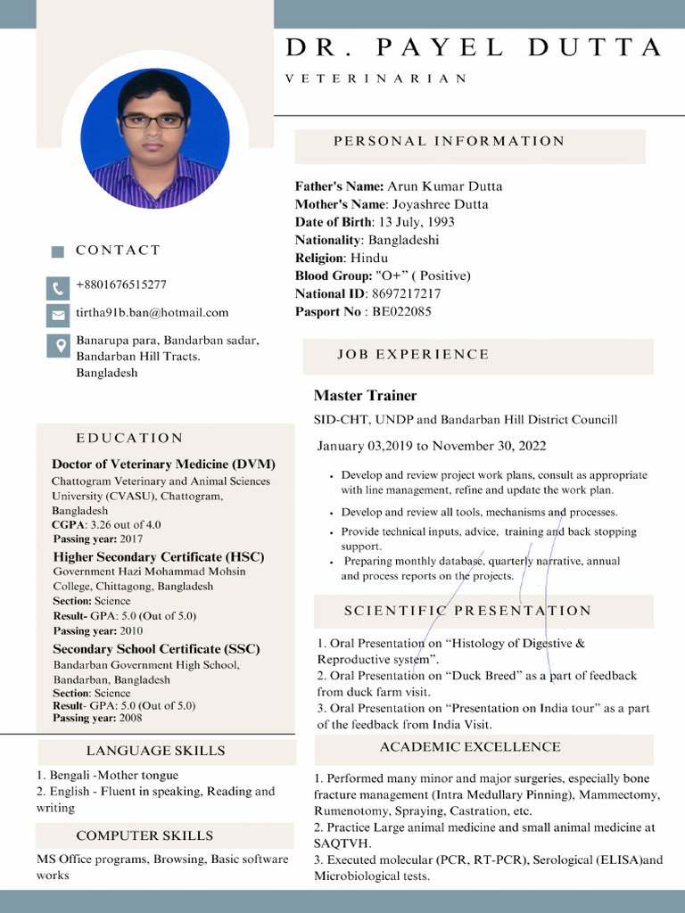 CV of Dr Payel Dutta | PDF