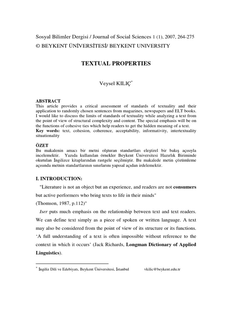 tEXTUAL_pROPERTIES | PDF | Linguistics | Semantics