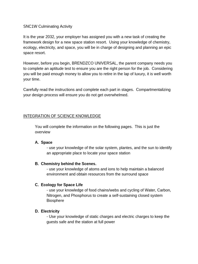 Space Station Culminating 2023 | PDF | Water | Ecology