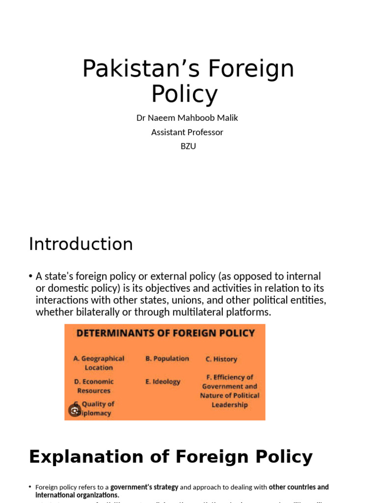 Overview of Pakistan's Foreign Policy | PDF | Pakistan | Foreign Policy