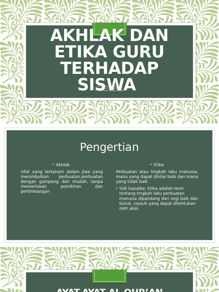 Akhlak Dan Etika Guru Terhadap Siswa | PDF