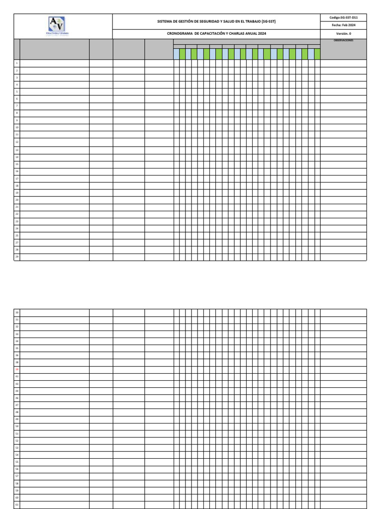 SG-SST-D11-Cronograma de Capacitaciones y Charlas 2024 | PDF