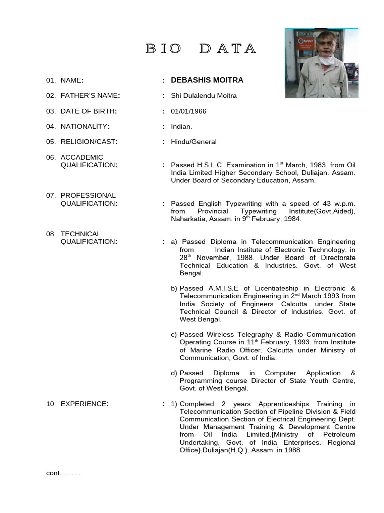 Bio Data for Debashis Moitra. 2024 | PDF | Computing | Electronics