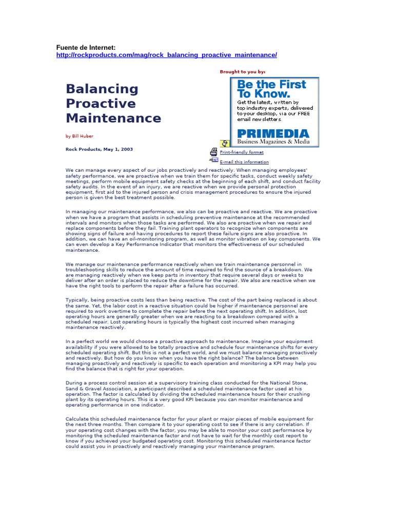 Balancing Proactive Maintenance | PDF | La seguridad