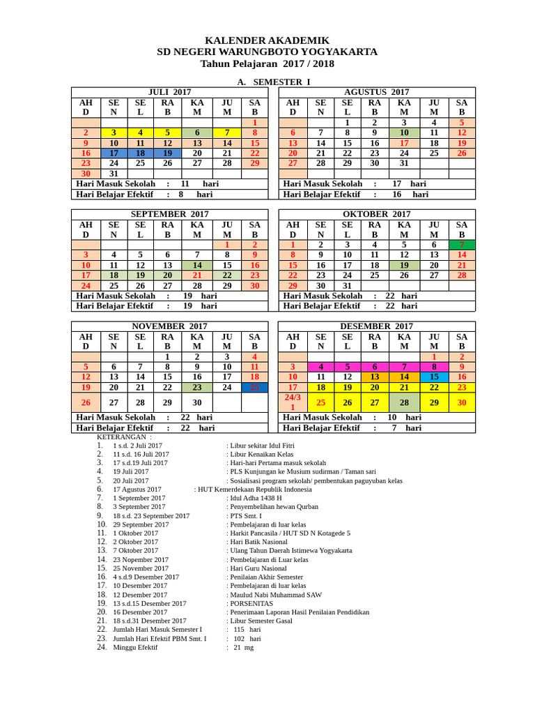 Kalender Pendidikan 2017 | PDF