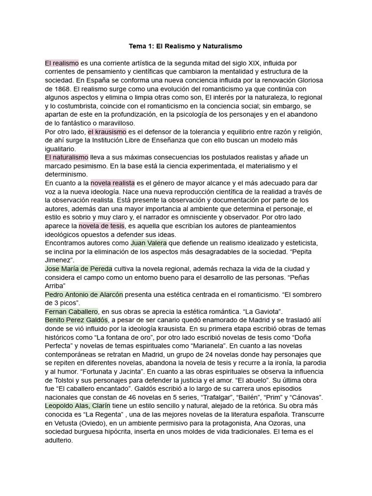 Realismo y Naturalismo en la Literatura | PDF | Realismo literario ...