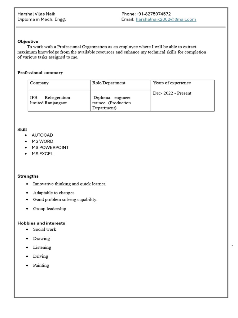 Harshal Naik Resume | PDF