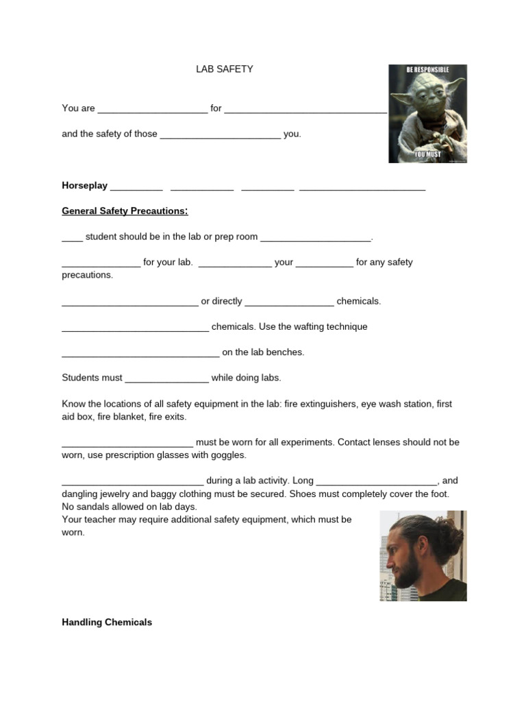 1.1 Lab Safety fill in | PDF