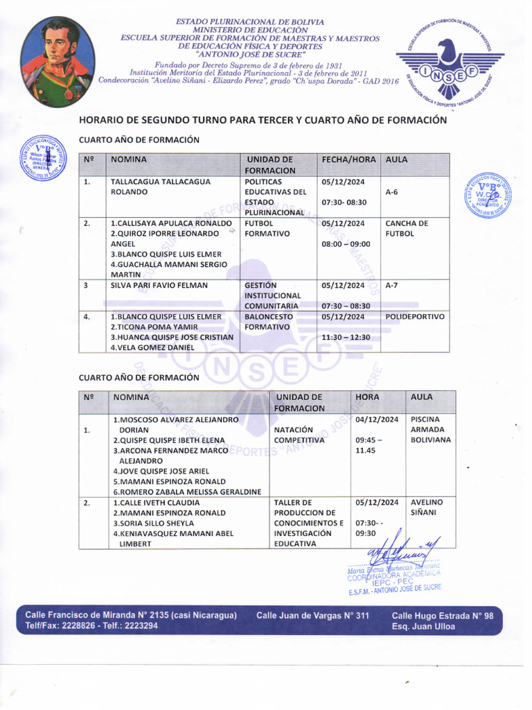Horario de 2do Turno | PDF
