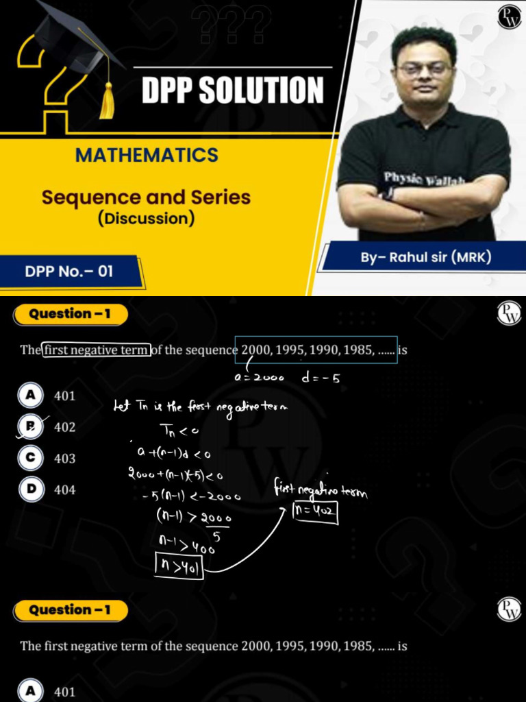 Sequence and Series DPP 01 Discussion Notes Fighter JEE 2025 | PDF