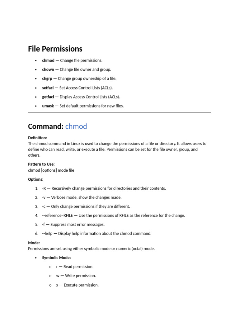 File Permissions Linux command. | PDF | Unix | Software File Permissions Linux command. | PDF | Unix | Software