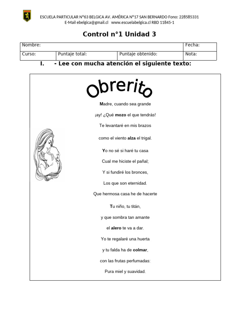 Control n1 Unidad 3 - Lenguaje | PDF