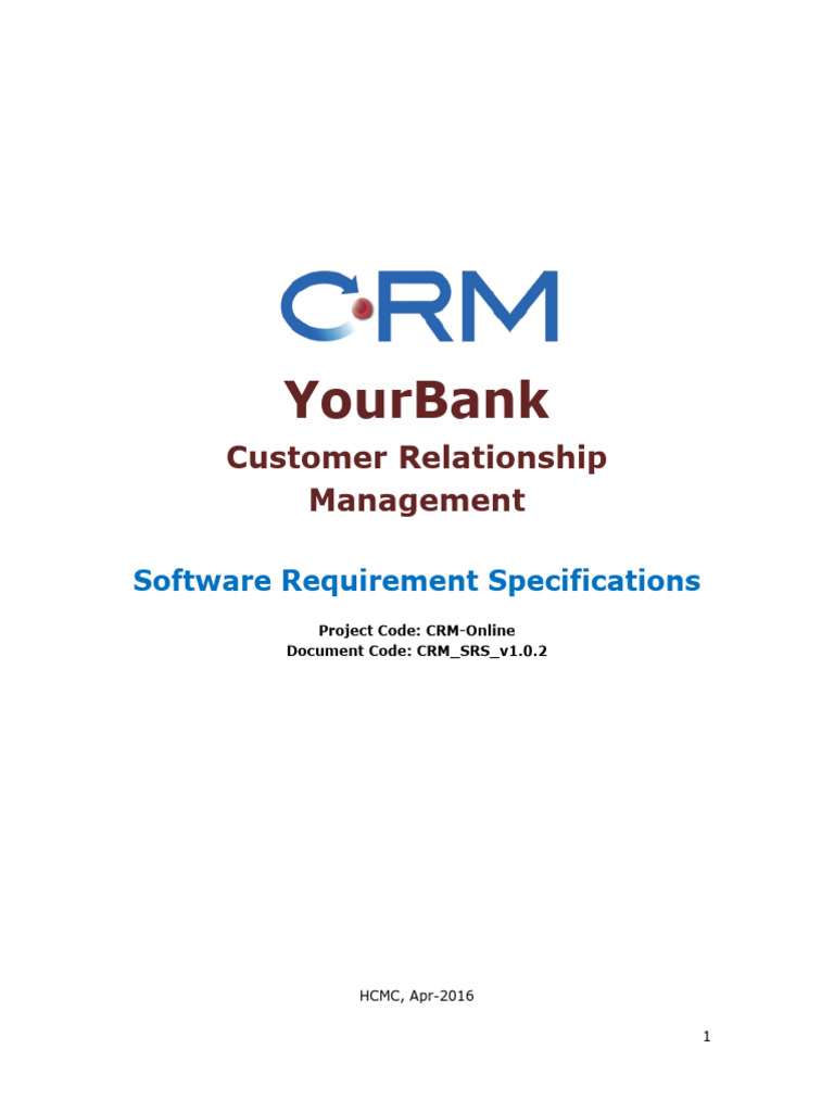 YourBank CRM Software Requirements | PDF | Specification (Technical ...