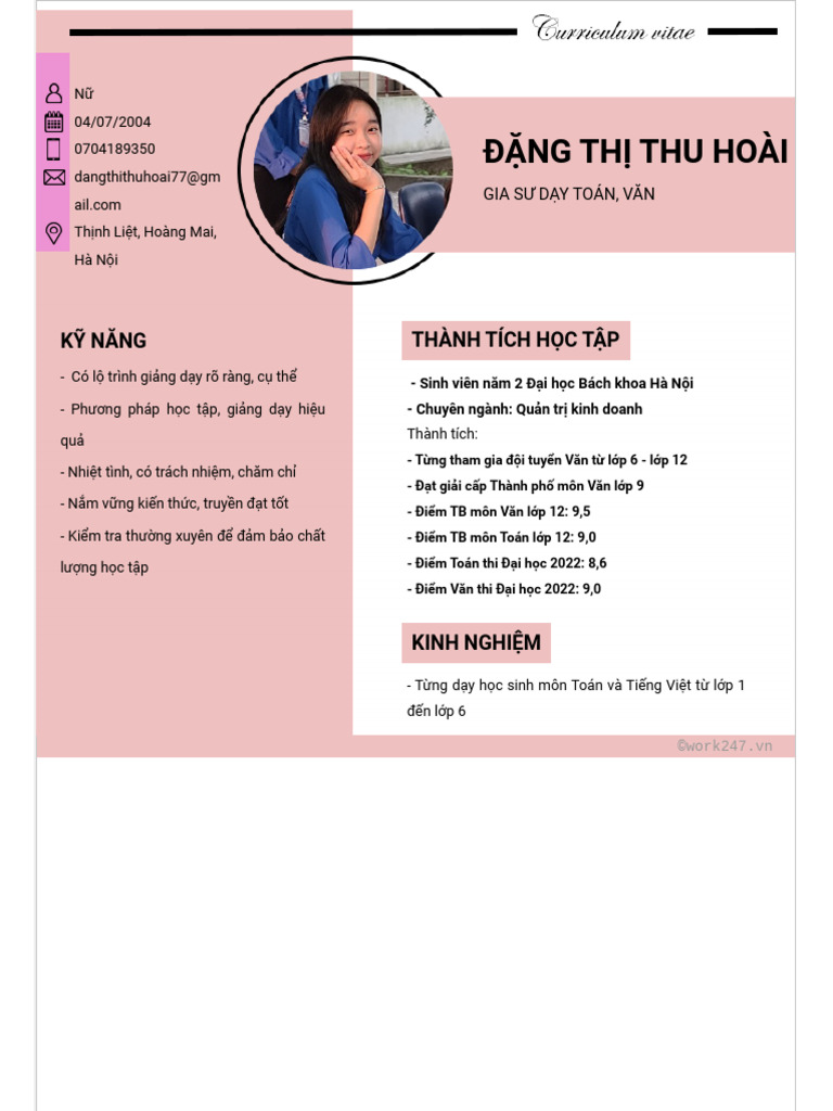 Dang Thi Thu Hoai Work247 | PDF
