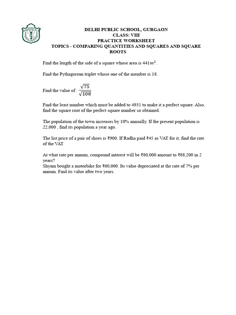 Class 8 - Practice Ws | PDF